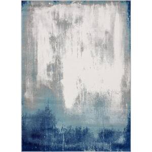 LUXE WEAVERS Victoria Collection Blue 5x7 Modern Distressed Abstract ...