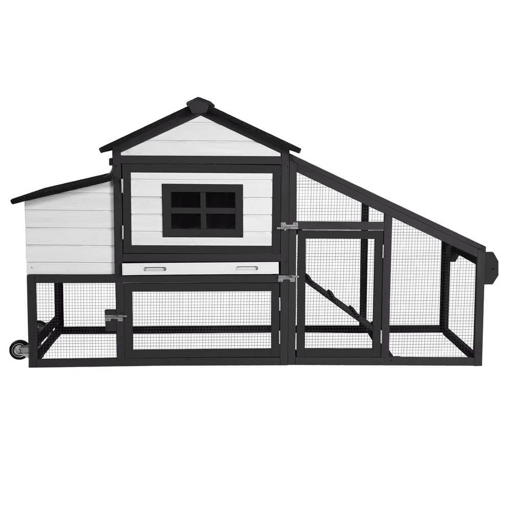aivituvin Wooden Chicken Coop on Wheels for 2-3 Hens, Outdoor Chicken ...