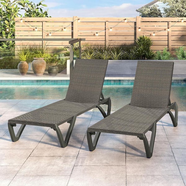 Wicker Outdoor Chaise Lounge Chairs, Patio Loungers for Deck, Lawn ...
