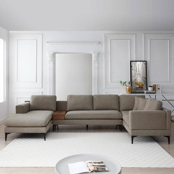 Reviews for Magic Home 117 in. U-Shaped Flared Arm Fabric Sectional ...