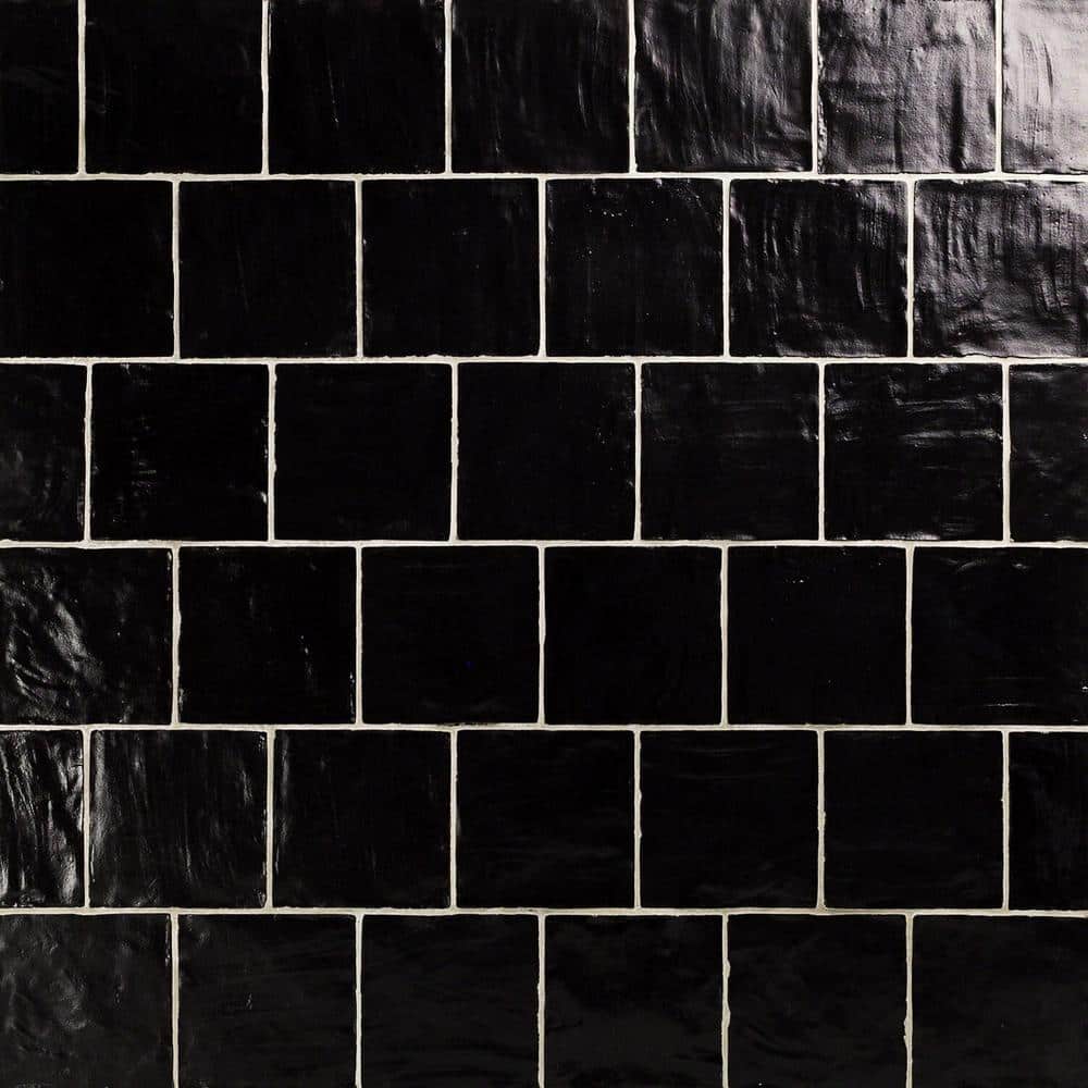 Ivy Hill Tile Amagansett Jet Black 4 in. x 4 in. Mixed Finish Ceramic ...