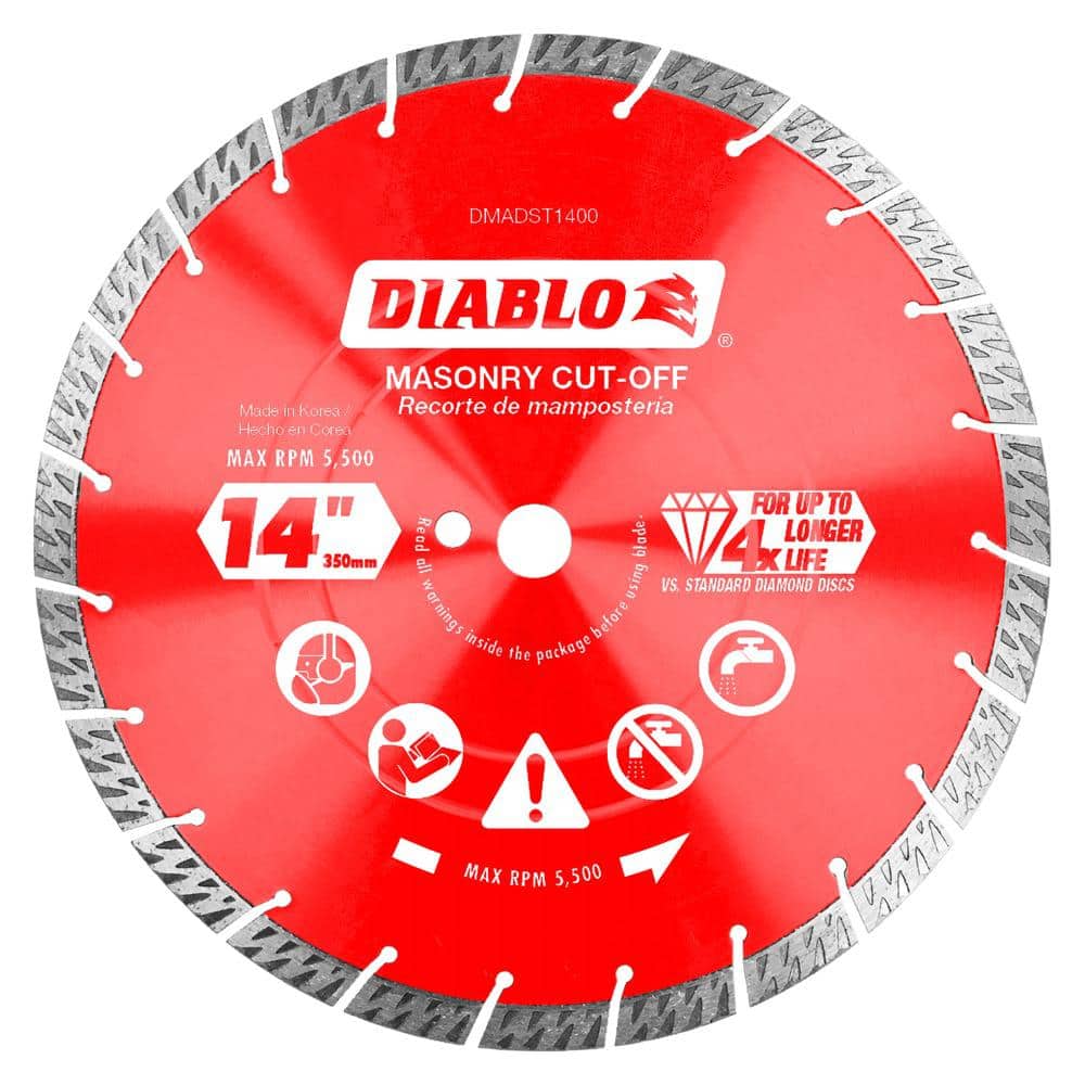 DIABLO 14 in. Diamond Segmented Turbo Cut-Off Discs for Masonry ...