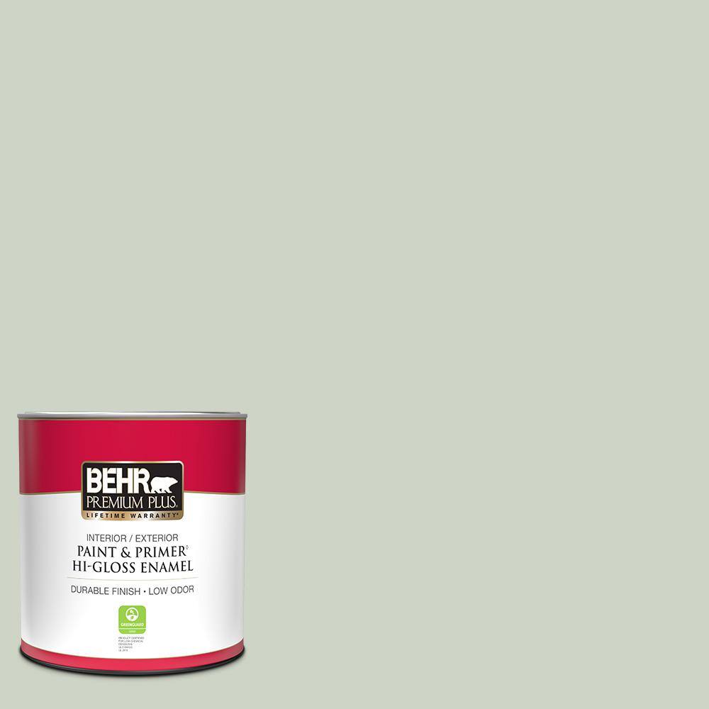 BEHR PREMIUM PLUS 1 qt. #N390-2 Flora Hi-Gloss Enamel Interior/Exterior ...