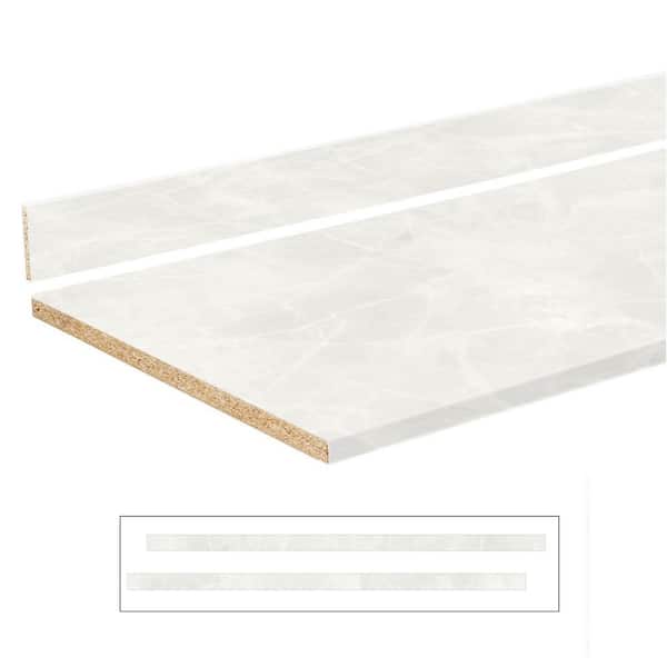 STRETTA 8 ft. Cream Laminate Countertop Kit with Full-Thickness Square ...