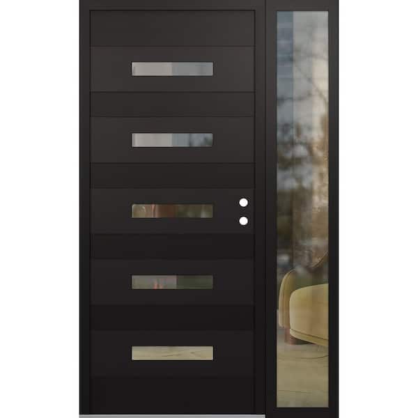 Tessari Doors D9 52 in. x 80 in. Black P Left-Hand/Inswing Clear Glass ...