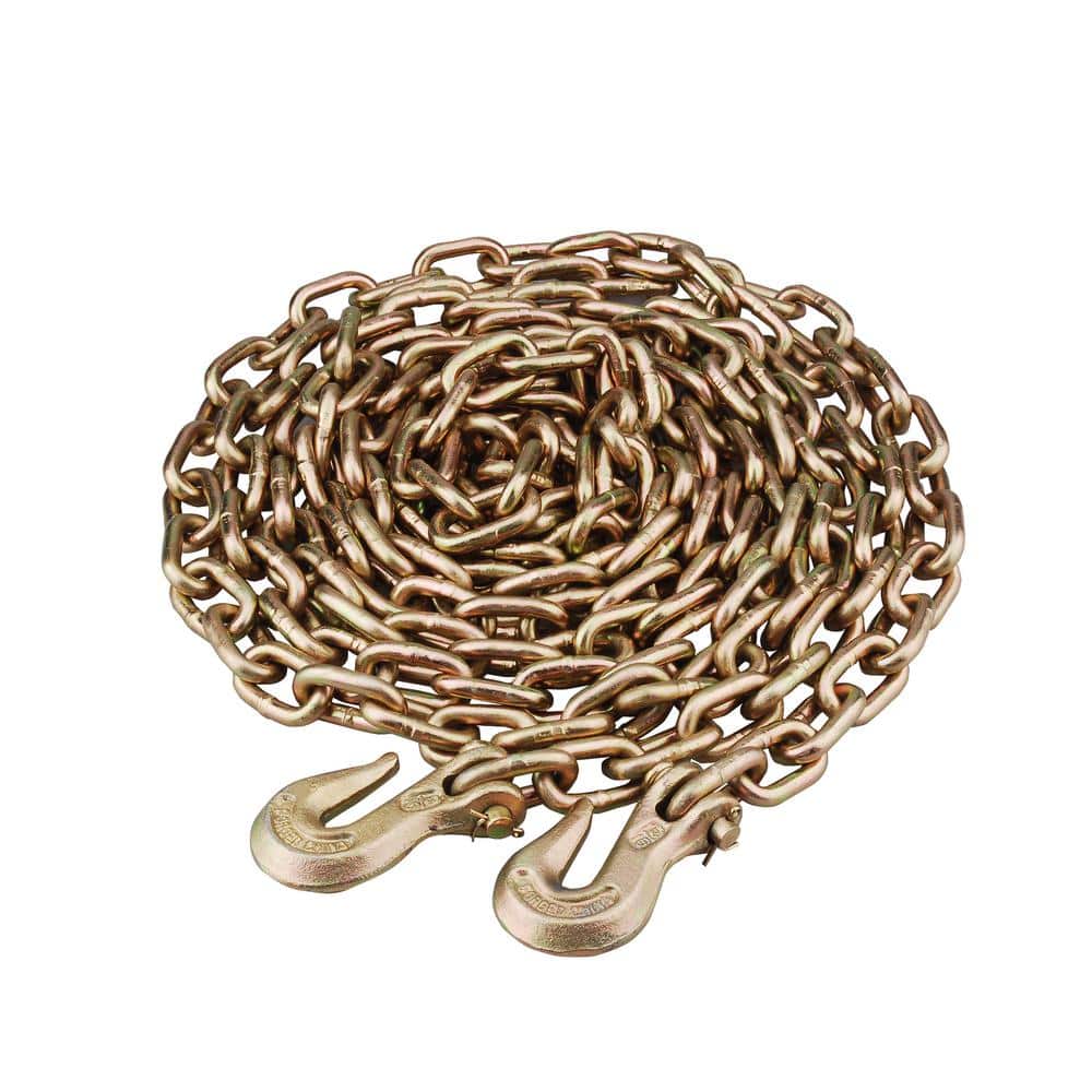 BRIDGELAND 20 ft. Grade 70 Steel Transport Chain with Grab Hooks 91086 ...