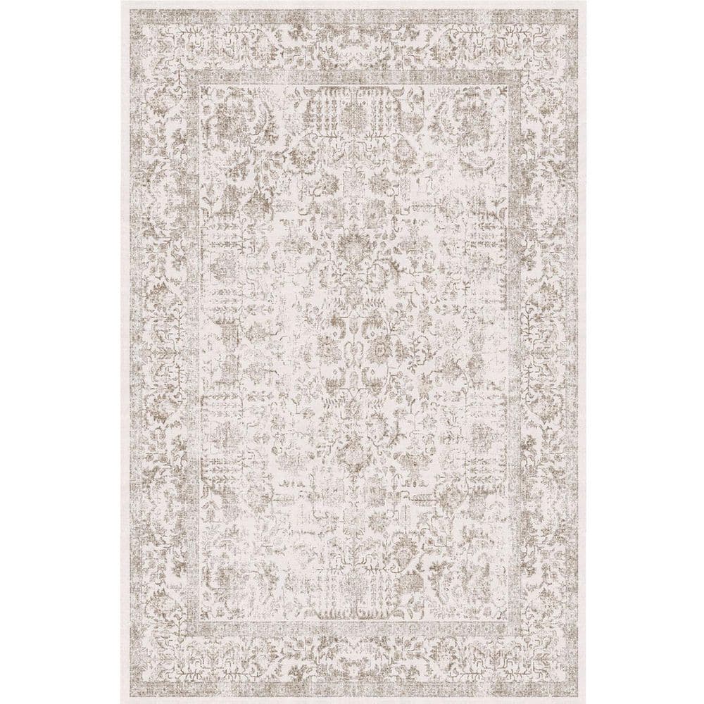HaiiMeid Entomology Brown 9 ft. x 12 ft. Vintage Floral Area Rug ...