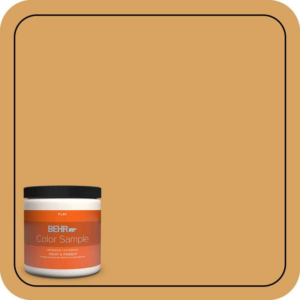 BEHR PREMIUM PLUS 8 oz. #MQ4-10 Amber Brew Flat Interior/Exterior Paint ...