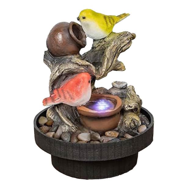 Afoxsos 3-Tier Indoor Tabletop Water Fountain with LED Light for Home ...