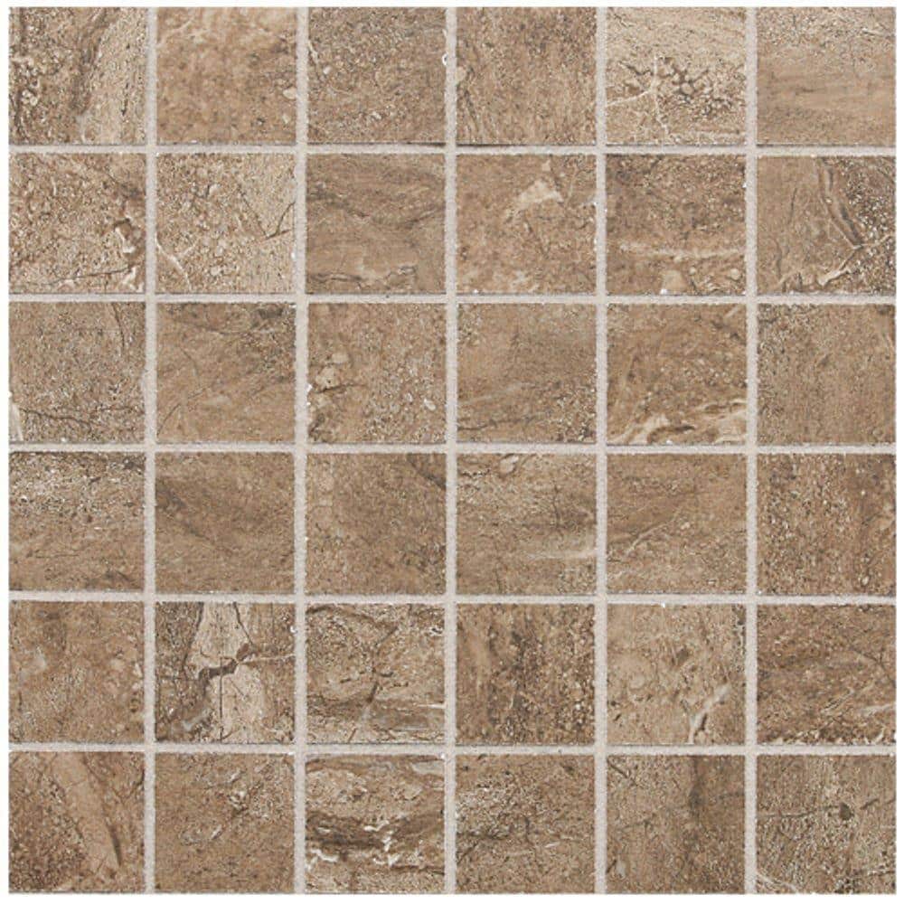 Daltile Campisi Sable 12 in. x 12 in. x 8 mm Porcelain Mosaic Floor and ...
