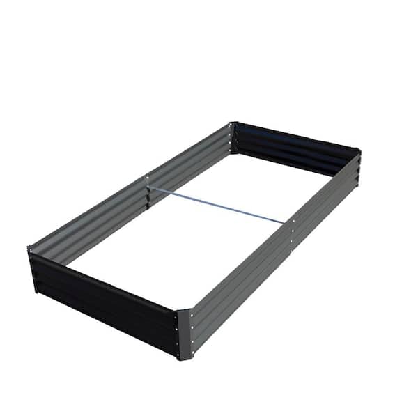 8 ft. L x 4 ft. W x 1 ft. H Gray Steel Planter Box for Gardening HG-373 ...