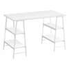 48 in. L White White Metal Computer Desk 3-Tiers 4-Open Shelves ...