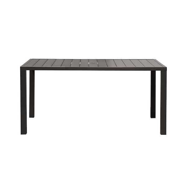 6-Person Outdoor Metal Dining Table-Rectangular Slatted Metal Patio ...