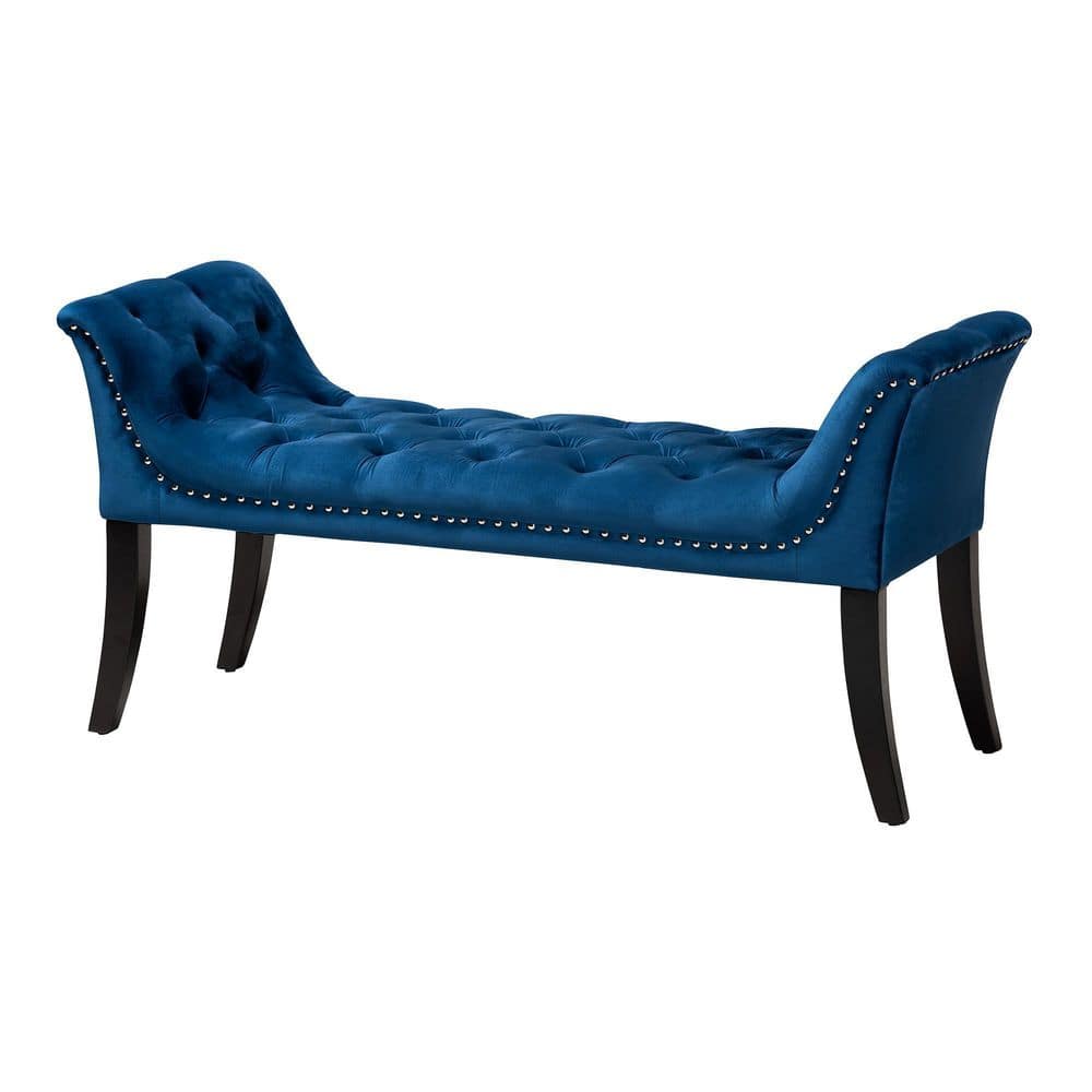 Baxton Studio Chandelle Blue Bench (24.4 in. H x 51.2 in. W x 18.5 in ...