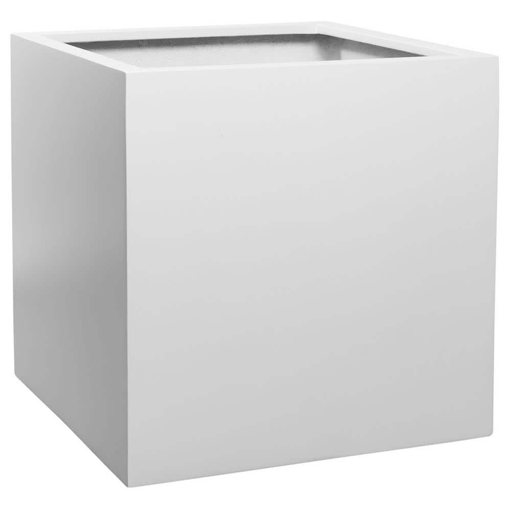 PotteryPots Essential Block Extra Large 24 in. Matte WhiteFiberstone Indoor Outdoor Modern ...