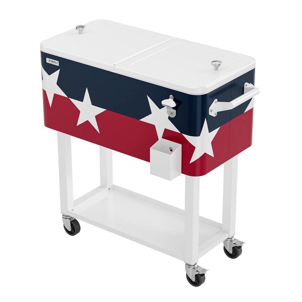 Karl home 80 qt. Outdoor Beverage Cooler Cart with Star Pattern ...