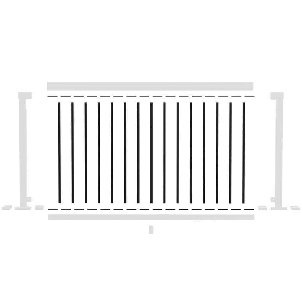 PEAK Aluminum Railing 6 ft. Matte Black Aluminum Deck Railing Picket ...