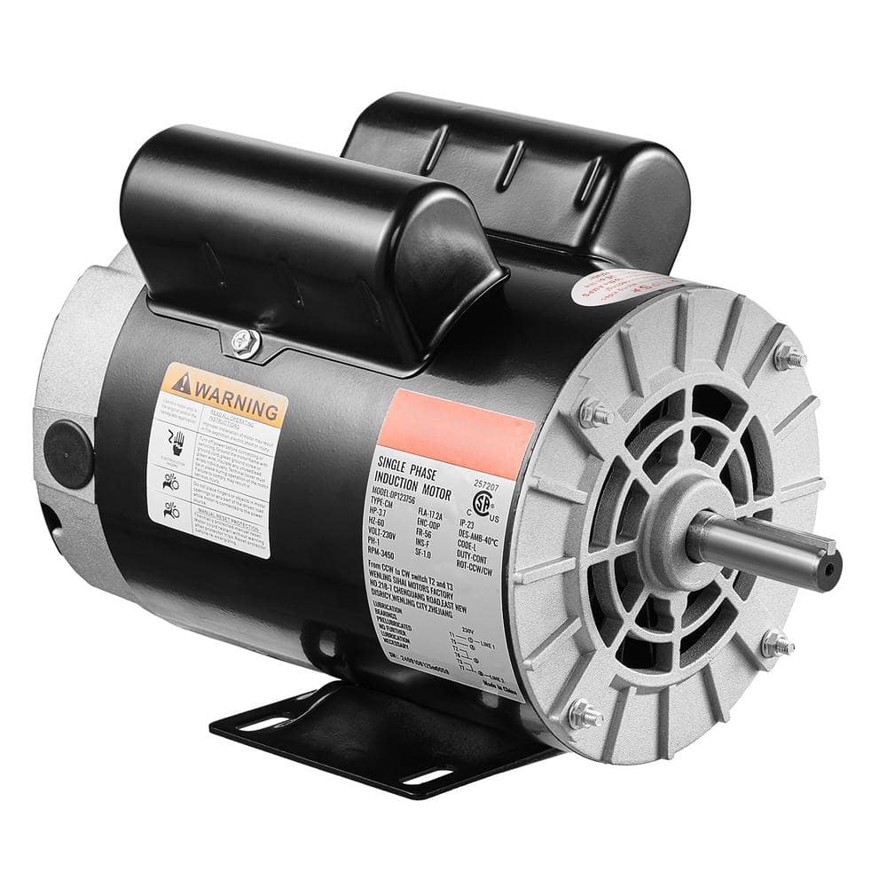 VEVOR 3.7HP Air Compressor Motor 3450 RPM Single Phase Electric Motor 5/8 in. Keyed shaft 230V ...