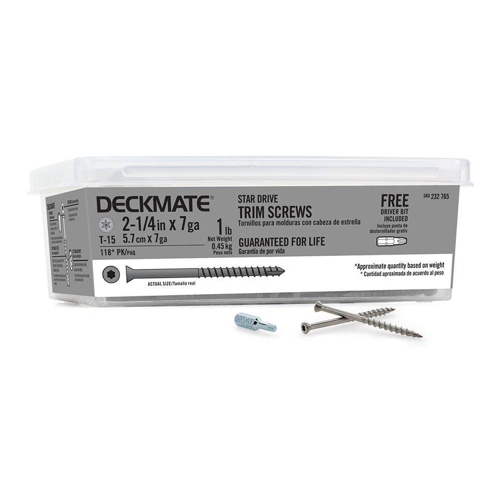 DECKMATE #7 2-1/4 in. Star Flat-Head Wood Deck Screws 1 lbs.-Box (118 ...
