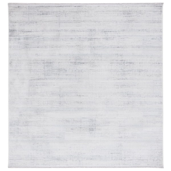 SAFAVIEH Whisper 7 ft. x 7 ft. Gray/Ivory Monochrome Marle Square Area ...