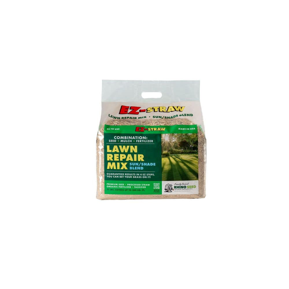 EZ-STRAW 11lb Lawn Repair Mix Sun and Shade Grass Seed Mix ...