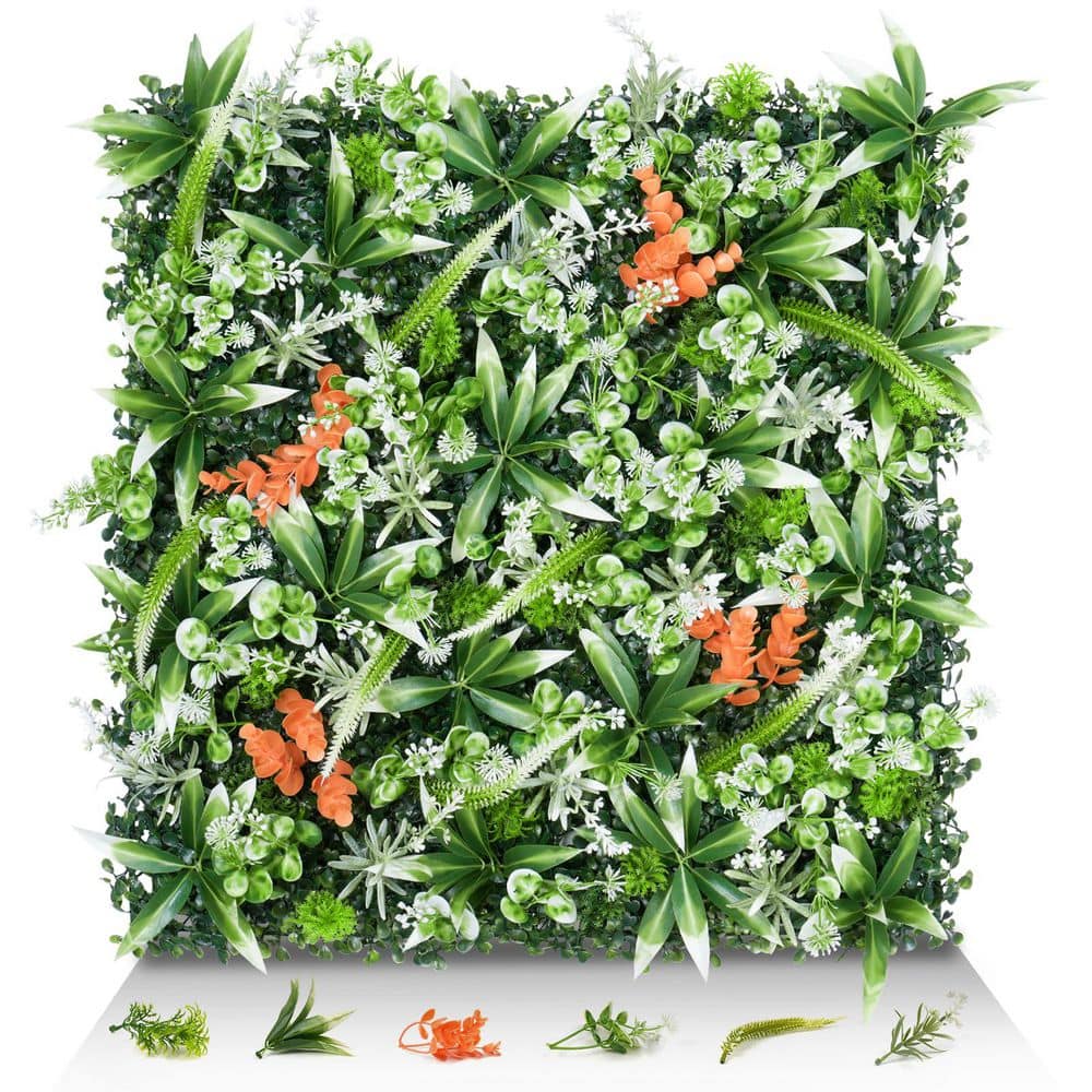 1 in. H x 20 in. Green Artificial Hedge Panel 8 Pack UV Protected 3D ...