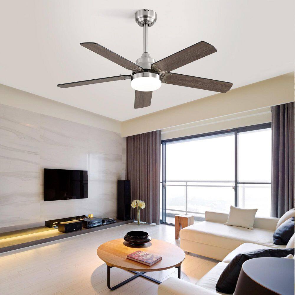Byteany 42 in. Indoor Brushed Nickel Ceiling Fan with Light, 5 MDF ...
