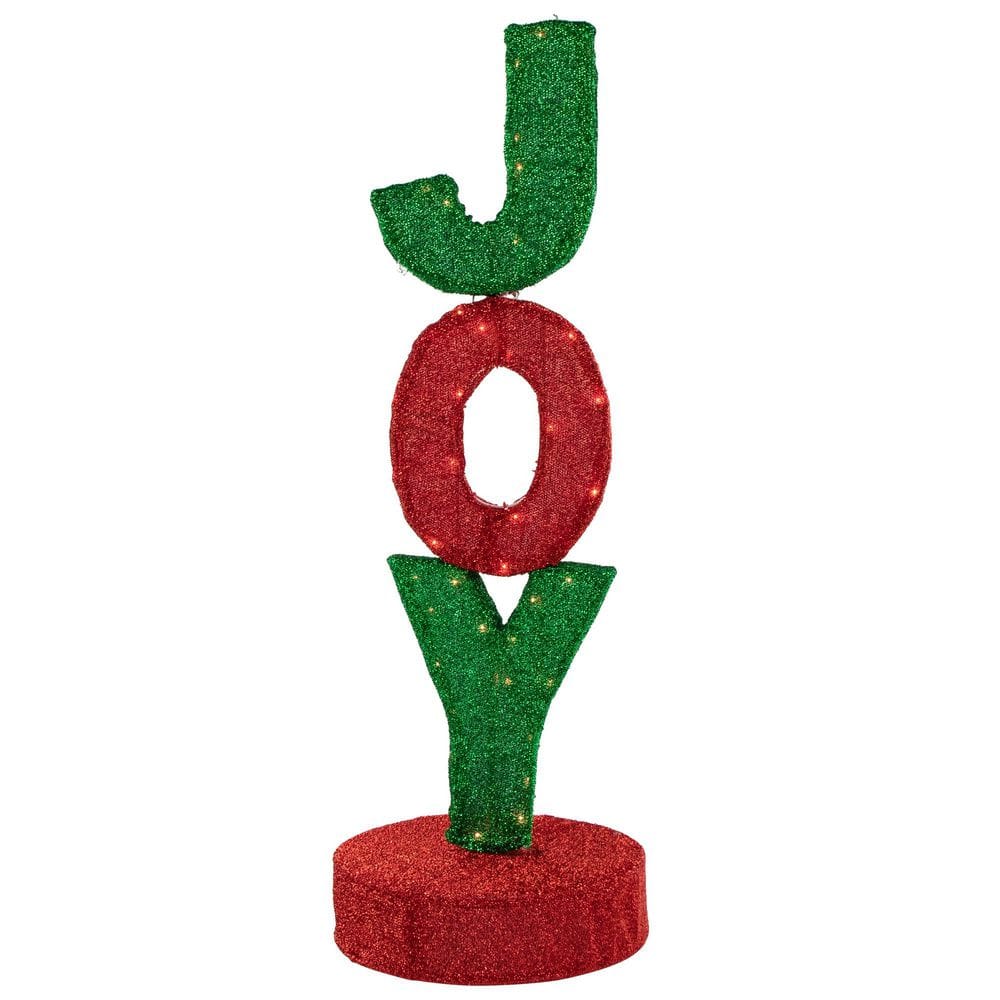 Northlight 39 in. Lighted Red and Green 'Joy' Outdoor Christmas Sign ...