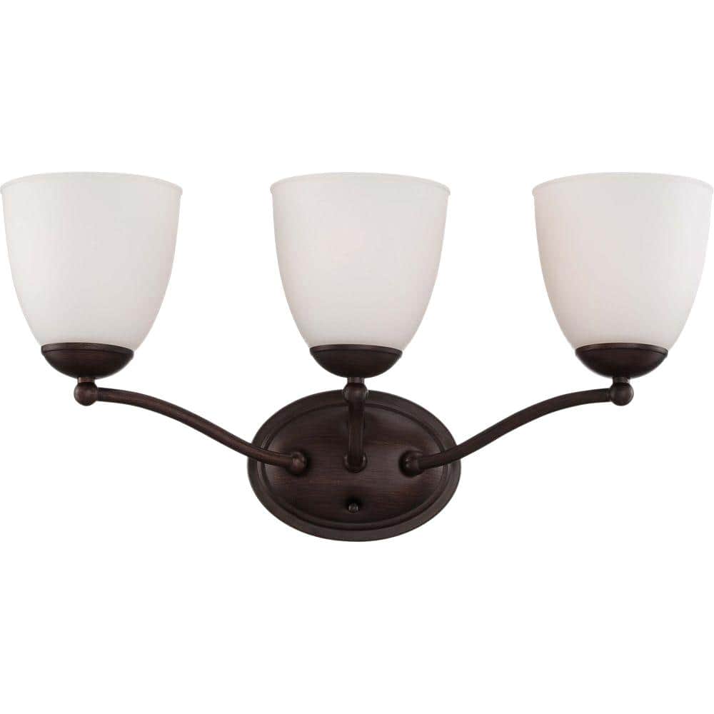 SATCO 3-Light Prairie Bronze Vanity Fixture with Frosted Glass Shade 60 ...