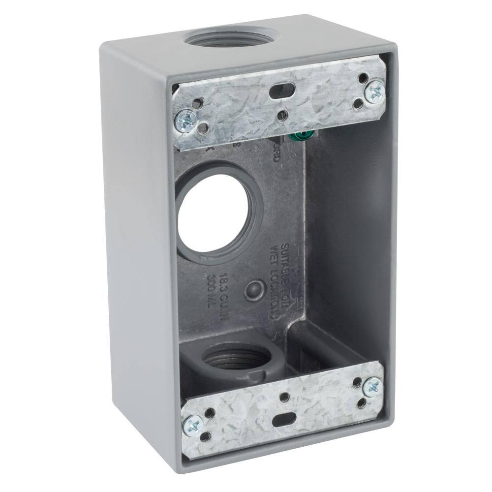 Commercial Electric 1-Gang Metallic Weatherproof Box with (3) 3/4 in ...