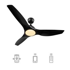 CARRO Cresta 52 in. Dimmable LED Indoor Black Smart Ceiling Fan with ...