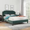URTR Green Wood Frame Queen Size Upholstered Platform Bed with ...