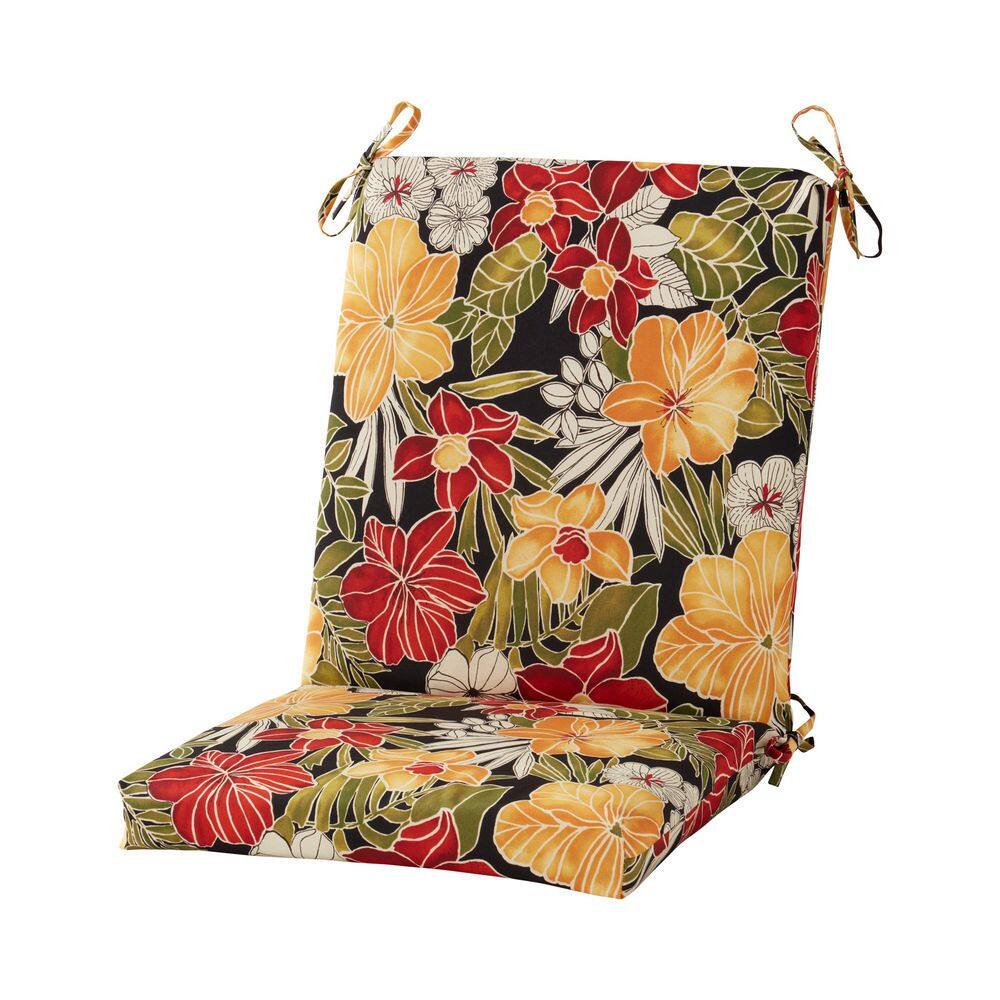 Greendale Home Fashions 20 in x 19 in Outdoor High Back Chair Pad ...