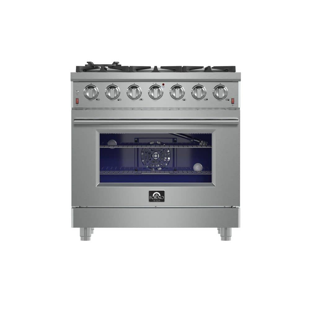 Forno Massimo 36 in. 6 Burner Freestanding Gas Range in Stainless Steel ...
