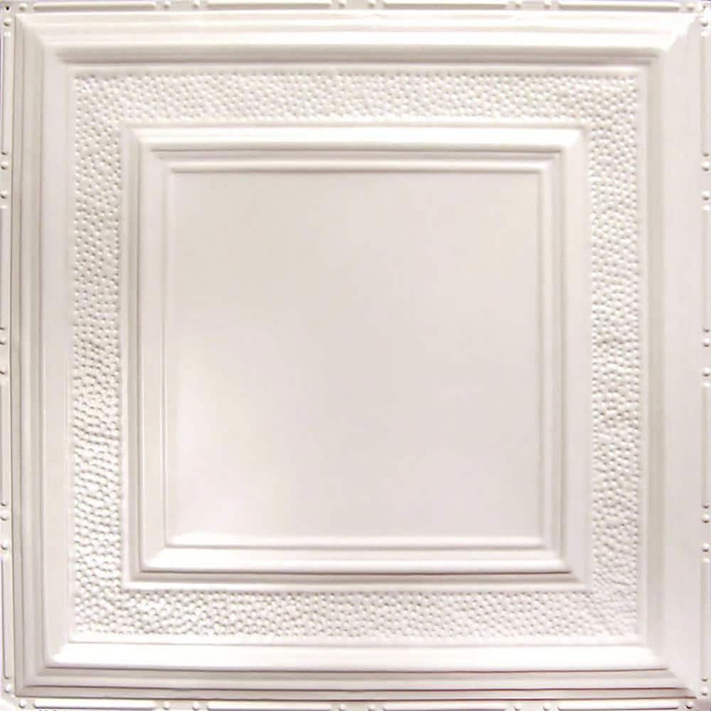 AMERICAN TIN CEILINGS Pattern #6 in Creamy White Satin 2 ft. x 2 ft ...