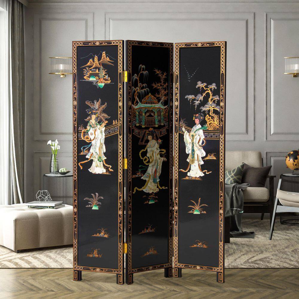 Reviews for RED LANTERN 6 ft. Black 3-Panel Royal Ladies Room Divider ...