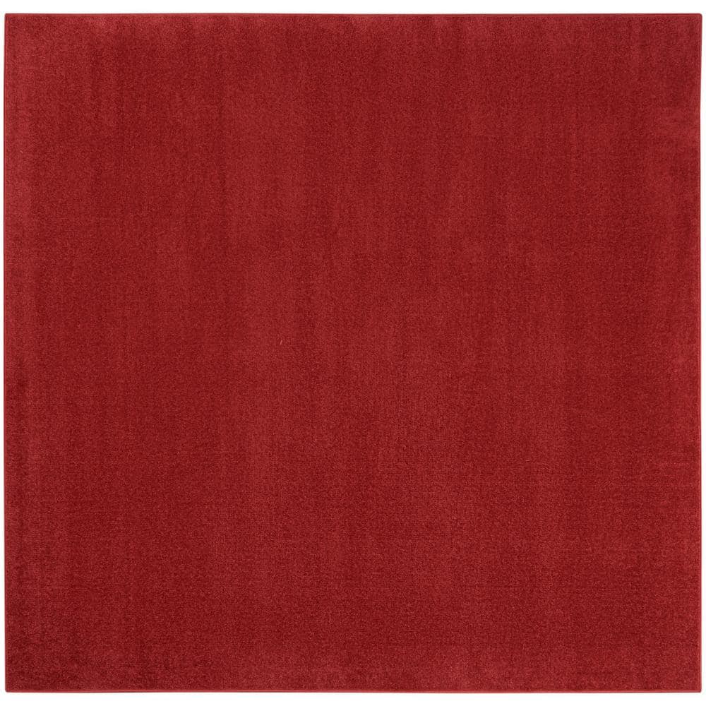 Nourison Essentials 7 ft. x 7 ft. Brick Red Square Solid Contemporary ...