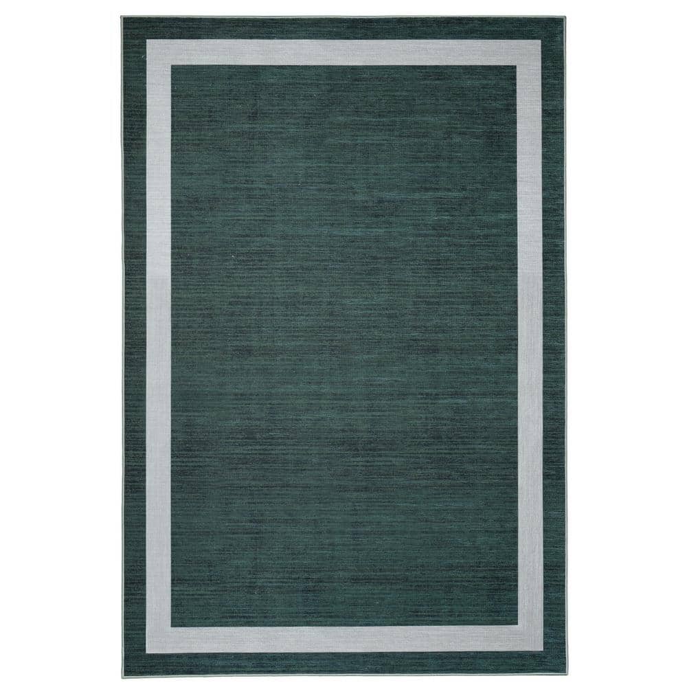 PLAYA RUG Everest Green Creme 5 ft. 4 in. x 8 ft. Machine Washable ...