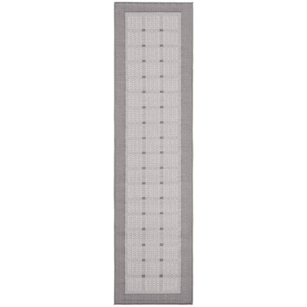 SAFAVIEH Bermuda Gray/Ivory 2 ft. x 6 ft. Runner Border Geometric ...