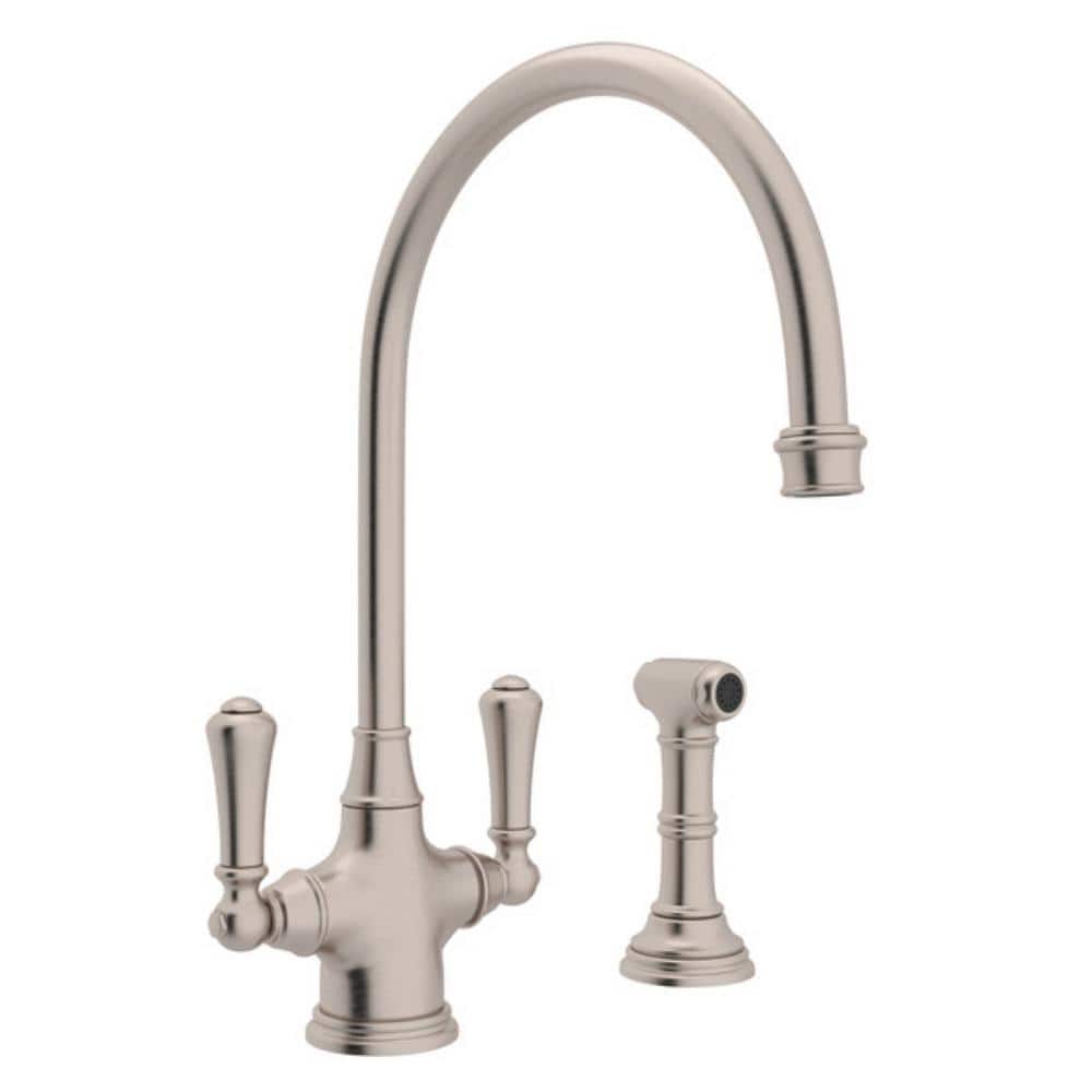 ROHL Georgian Era Double Handle Standard Kitchen Faucet in Satin Nickel ...