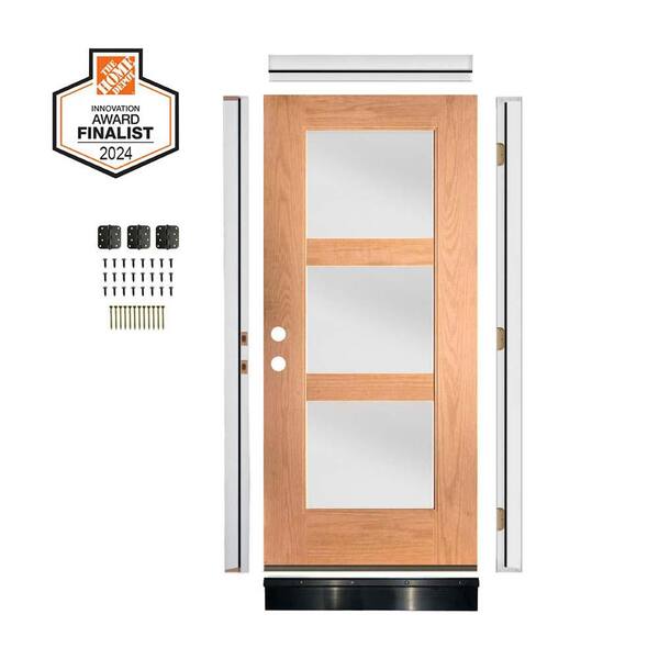 Reviews for DIY Modern 36 in. x 79 in. 3-Lite RH Inswing Frosted Glass ...