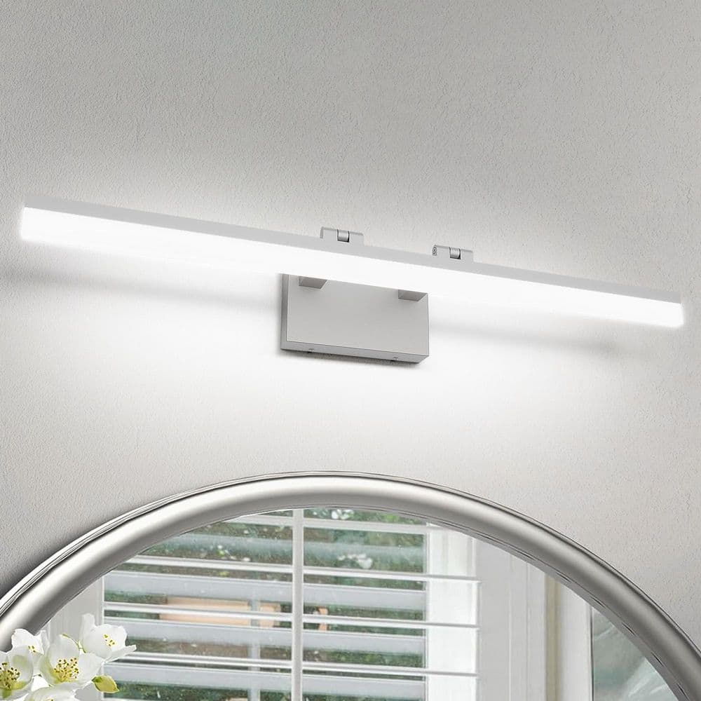 JUSHENG 31.5 in. 1 Light Silver LED Vanity Light Bar with Aluminum ...
