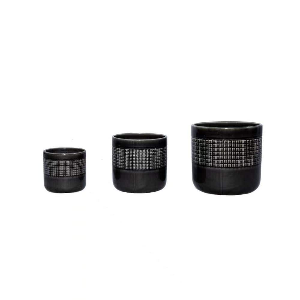 Modern Minimalist 9.65 in. x 9.65 in. x 9.26 in. Black Ceramic ...
