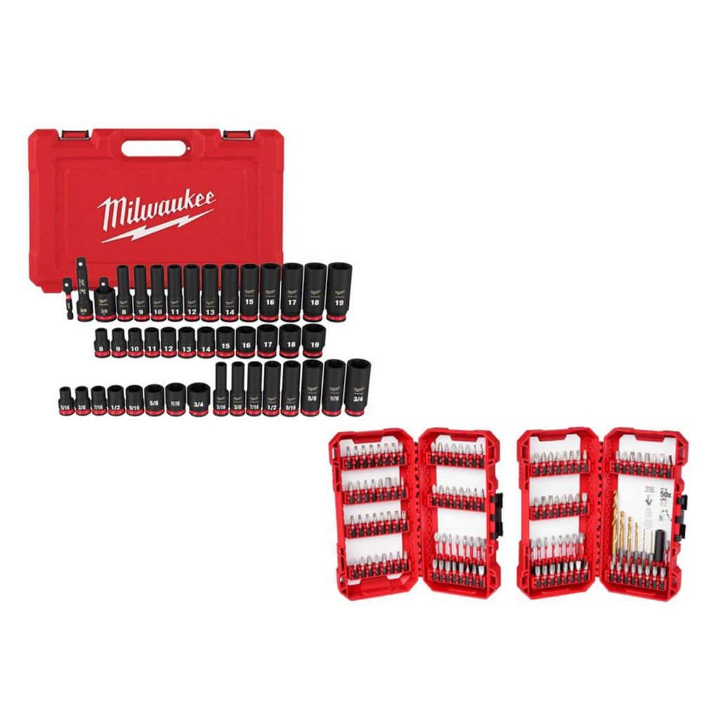 Milwaukee Shockwave 3/8 in. Drive SAE and Metric 6-Point Impact Socket ...