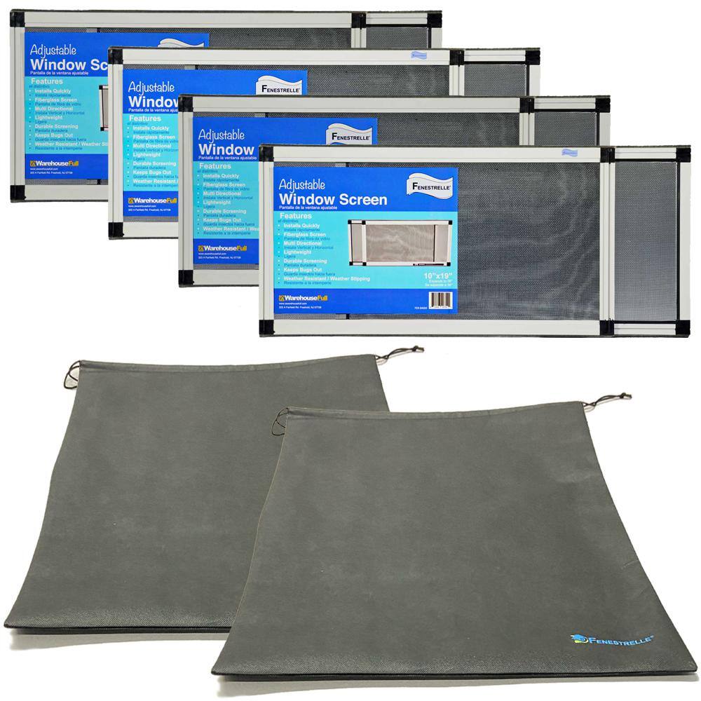 Fenestrelle 10 in. x 19 in. 4 Expandable Fiberglass Window Screens and ...