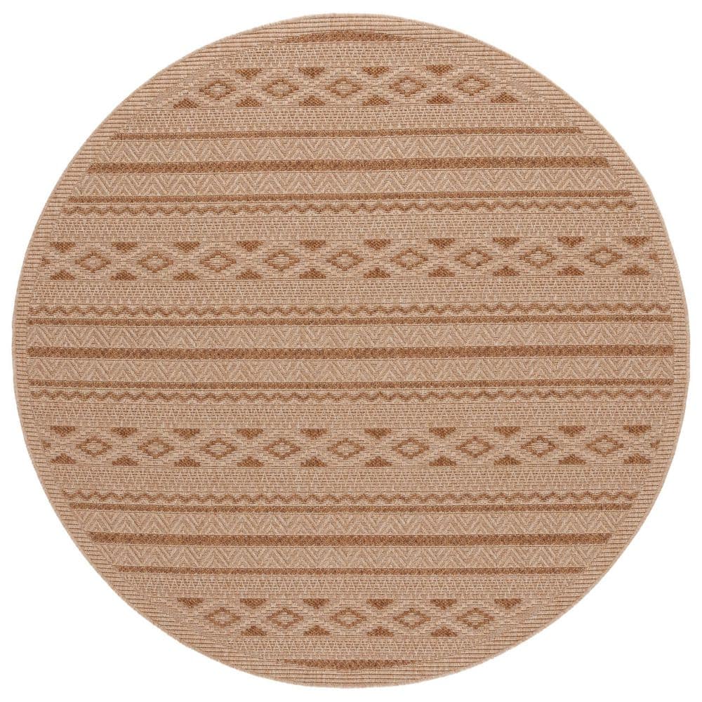 SAFAVIEH Sisal All-Weather Natural/Brown 7 ft. x 7 ft. Striped Chevron ...