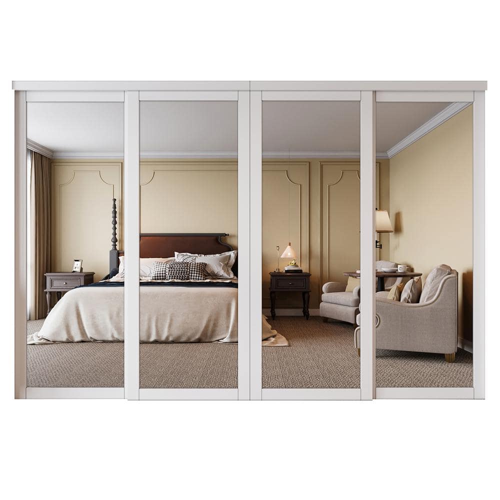 ARK DESIGN 120 in. x 80 in. 1 Lite Mirror Glass White Finished Interior ...