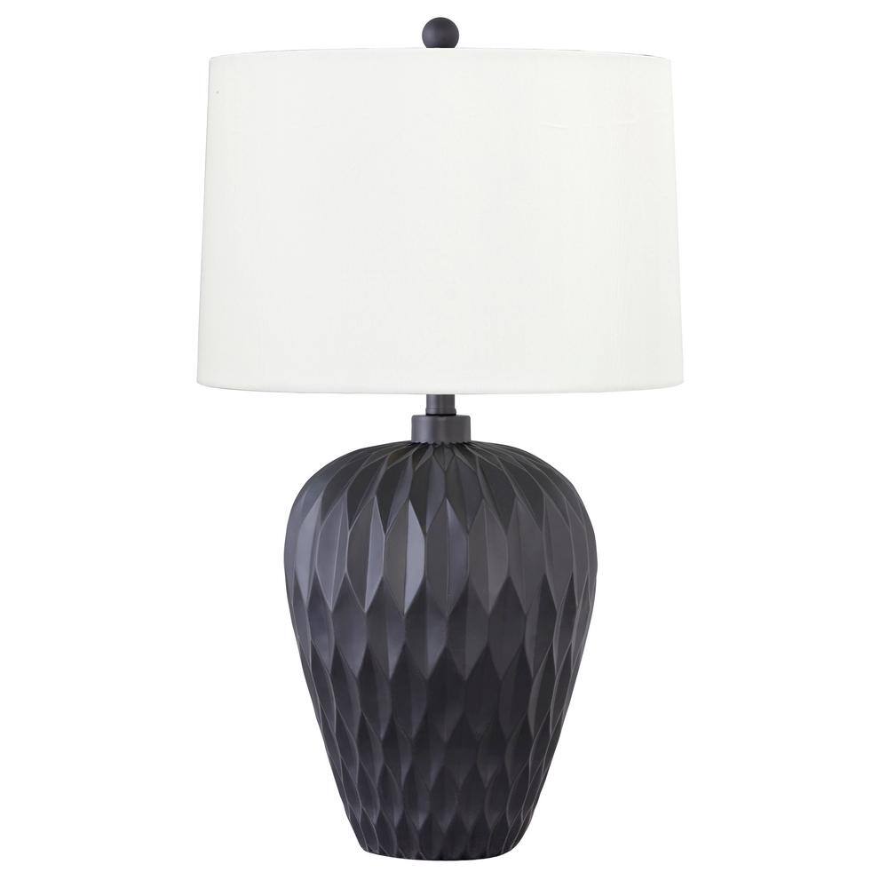 Raso 28 in. Black Satin Table Lamp 679DWRE-SGL - The Home Depot
