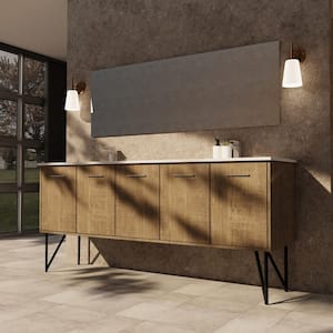 Lexora Lancy 60 in W x 20 in D Rustic Acacia Double Bath Vanity, White ...
