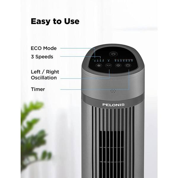 Pelonis 40 in. 3 Speeds Xtra Cooling Tower Fan in Black with Oscillating Portable LED Display Setting Timer Remote Control PFT40A4AGB